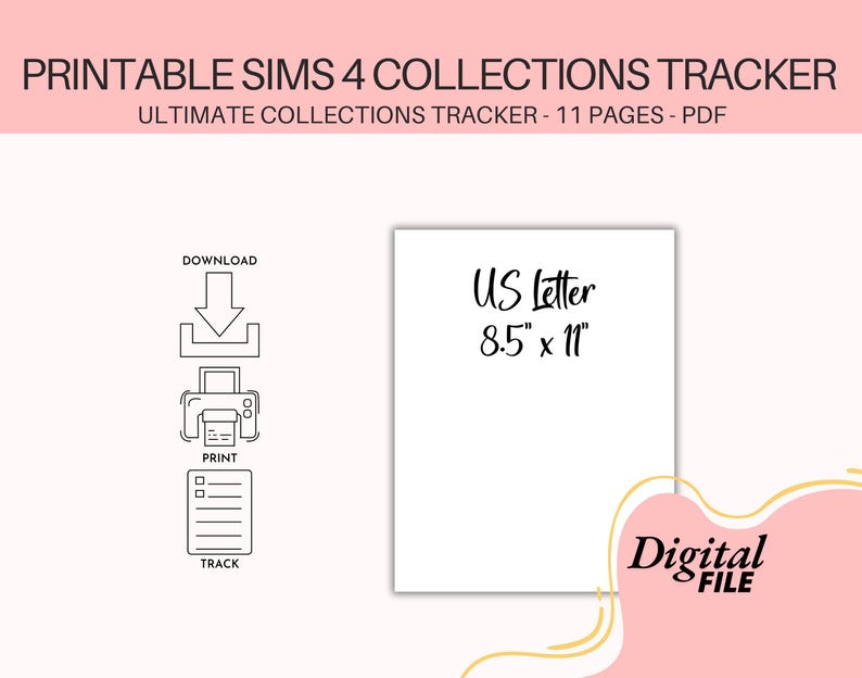 Cute Printable Ultimate Sims 4 Collections Tracker Planner Sheet Bundle ...