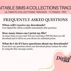 Cute Printable Ultimate Sims 4 Collections Tracker Planner Sheet Bundle ...
