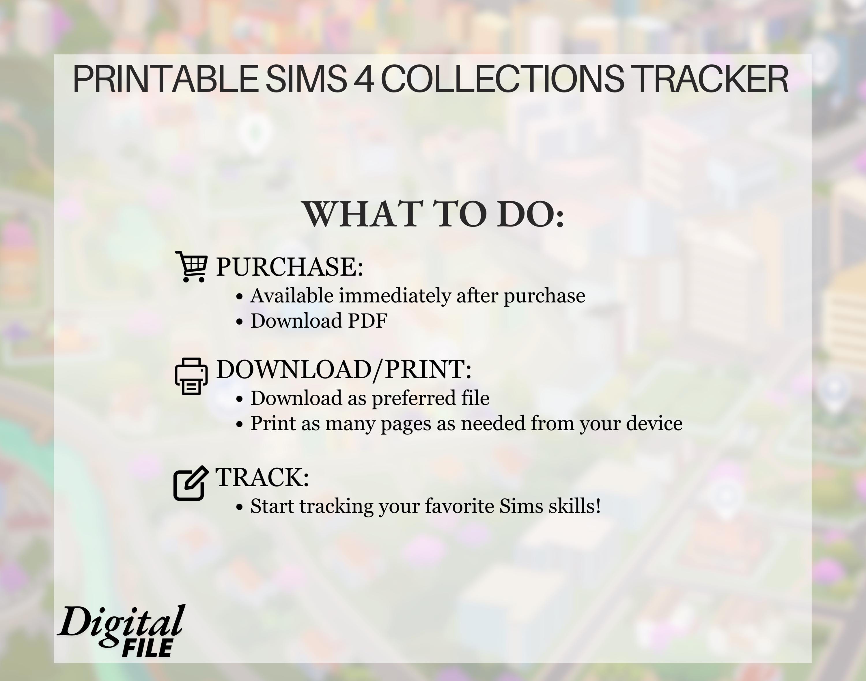 Printable Ultimate Sims 4 Collections Tracker Planner Sheet Bundle ...