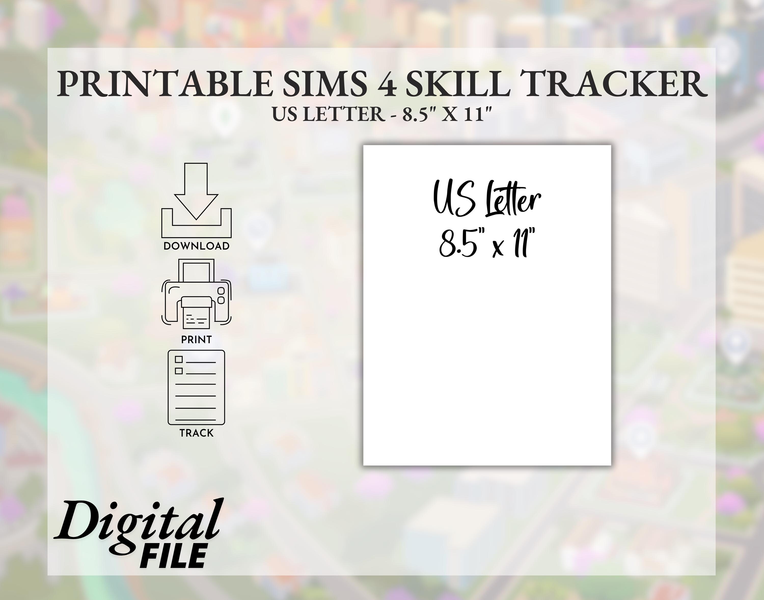 Printable Sims 4 Skill Tracker Planner Sheet Bundle Expansion and Base ...