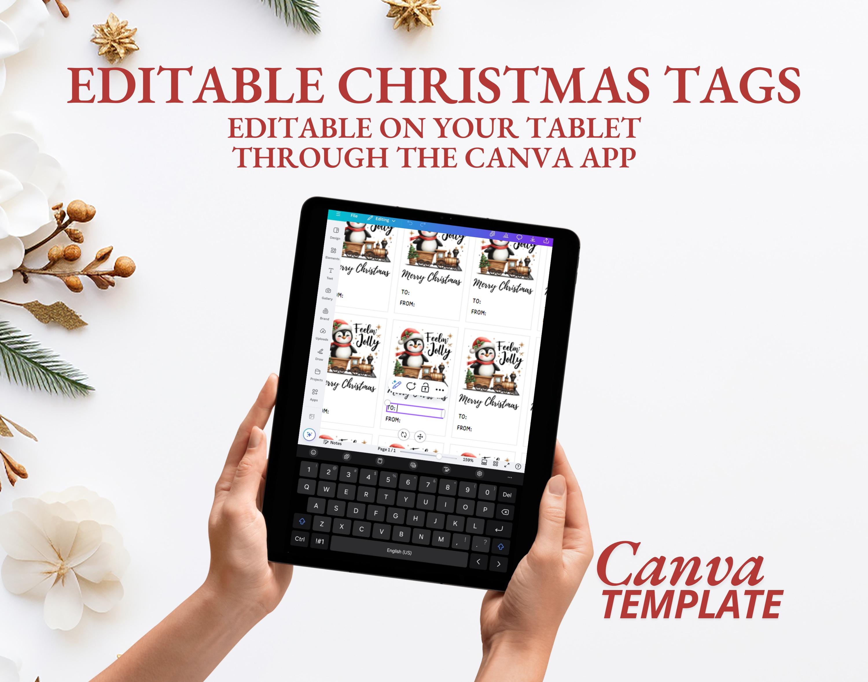 Christmas Gift Tag Printable Canva Template Adorable Penguin! Happy ...
