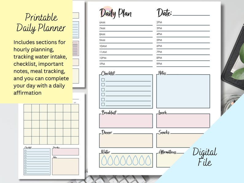 Rainbow Planner Printable Bundle: Daily, Weekly, Monthly (PDF) - Etsy
