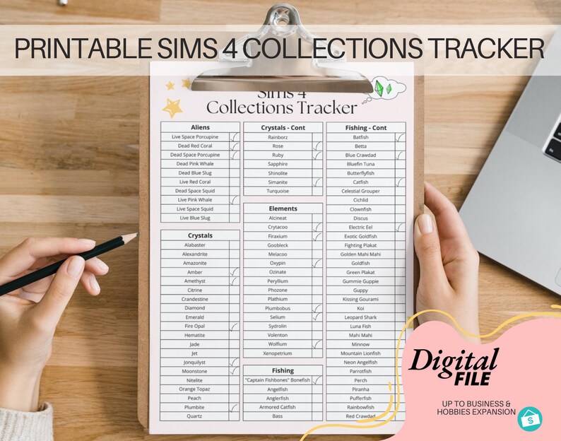 Cute Printable Ultimate Sims 4 Collections Tracker Planner Sheet Bundle ...