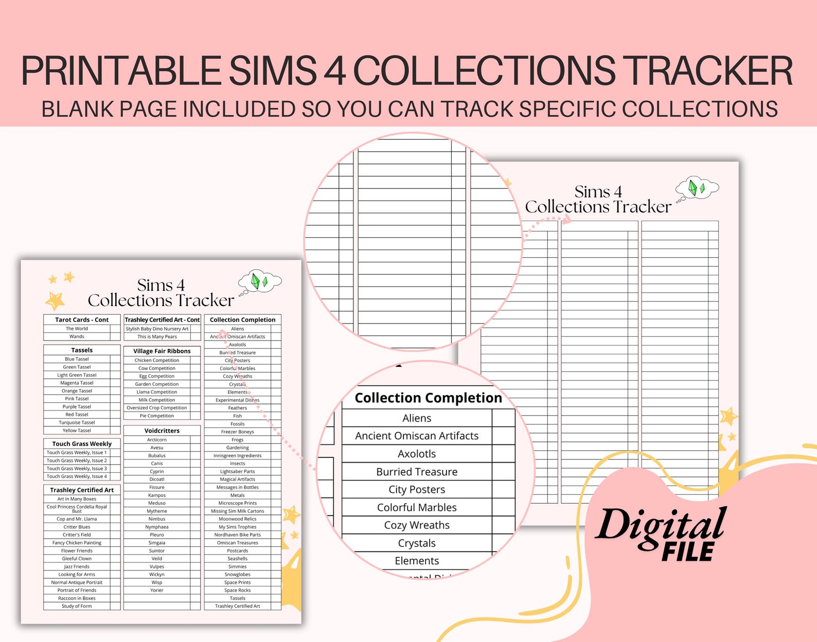 Cute Printable Ultimate Sims 4 Collections Tracker Planner Sheet Bundle ...