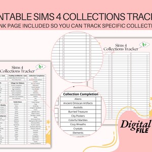 Cute Printable Ultimate Sims 4 Collections Tracker Planner Sheet Bundle ...