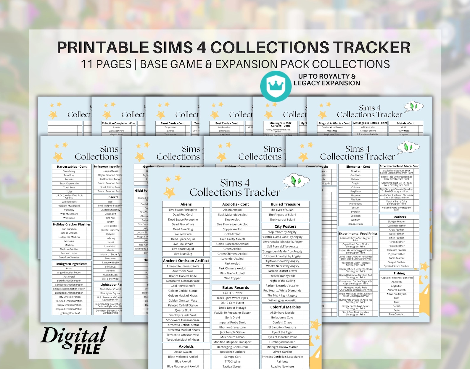 Printable Ultimate Sims 4 Collections Tracker Planner Sheet Bundle ...