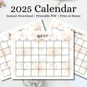 2025 Printable Calendar Sunflower Background Monday Start Sunday Start ...