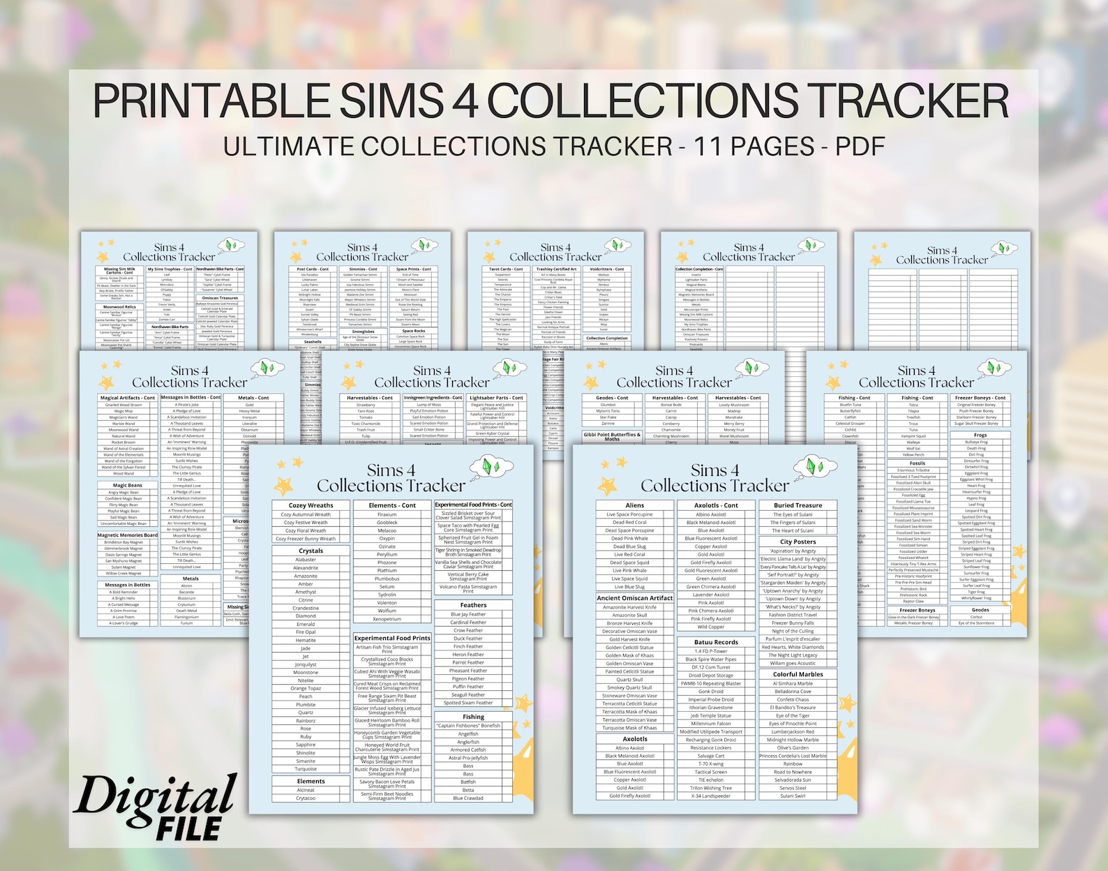Printable Ultimate Sims 4 Collections Tracker Planner Sheet Bundle ...