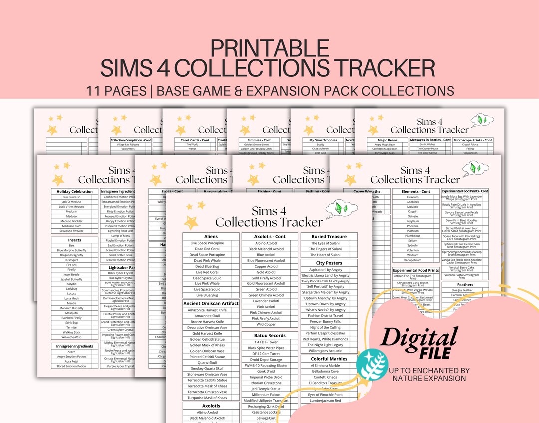 Cute Printable Ultimate Sims 4 Collections Tracker Planner Sheet Bundle ...