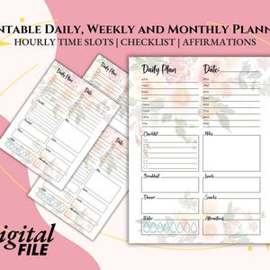 Floral Printable Daily Planner, Weekly Planner, Monthly Planner Bundle ...