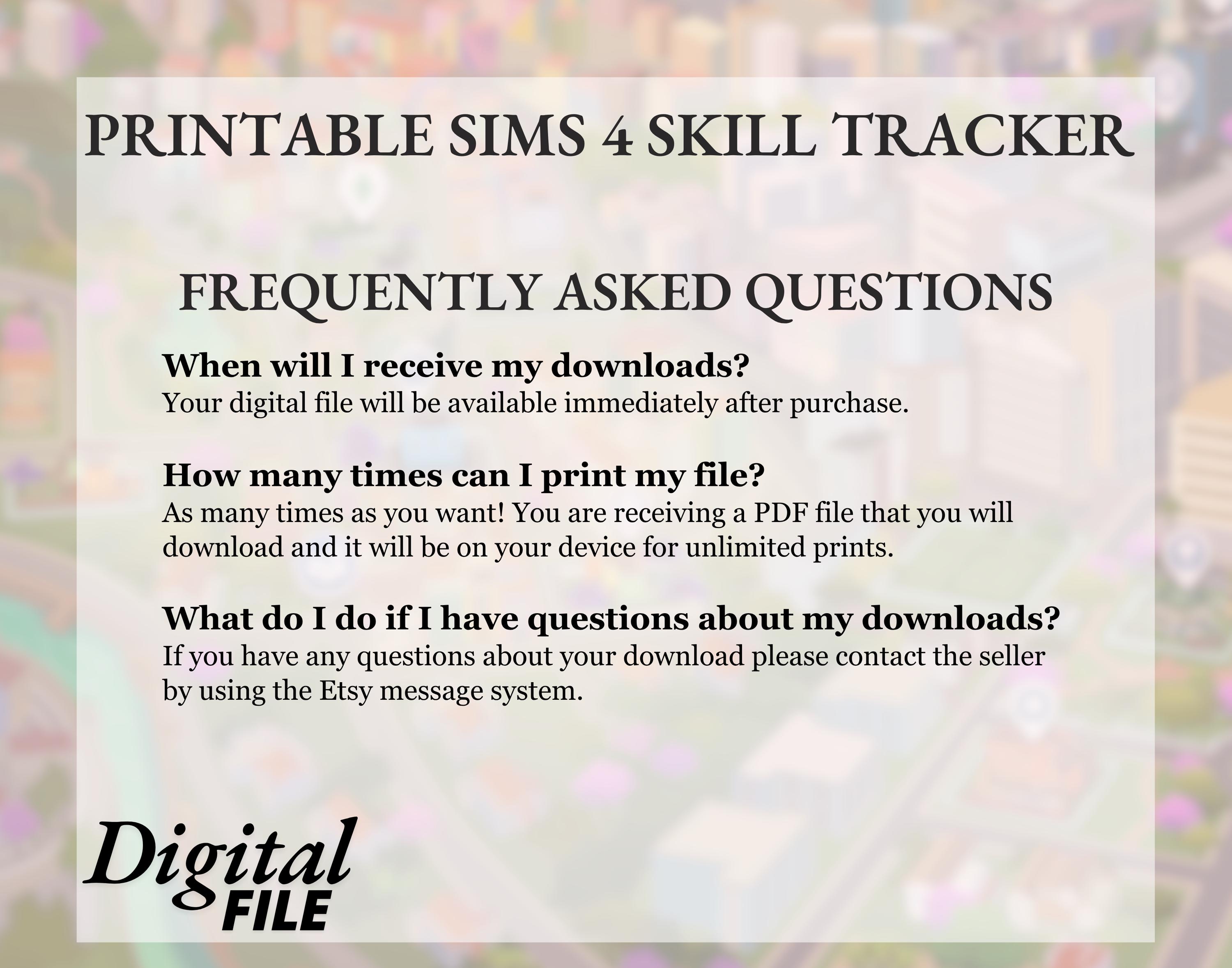 Pink Printable Sims 4 Skill Tracker Planner Sheet Bundle Expansion and ...