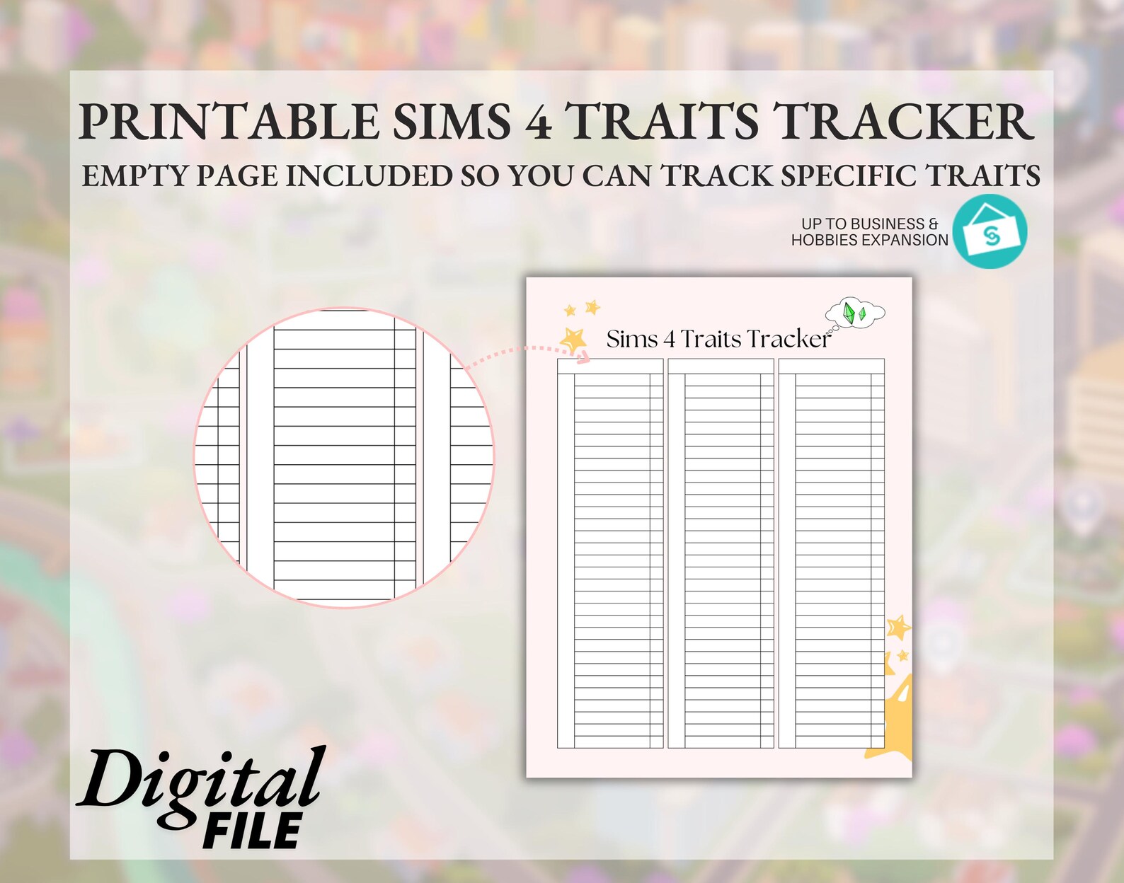 Cute Printable Sims 4 Traits Planner Sheet Bundle - Expansion and Base ...