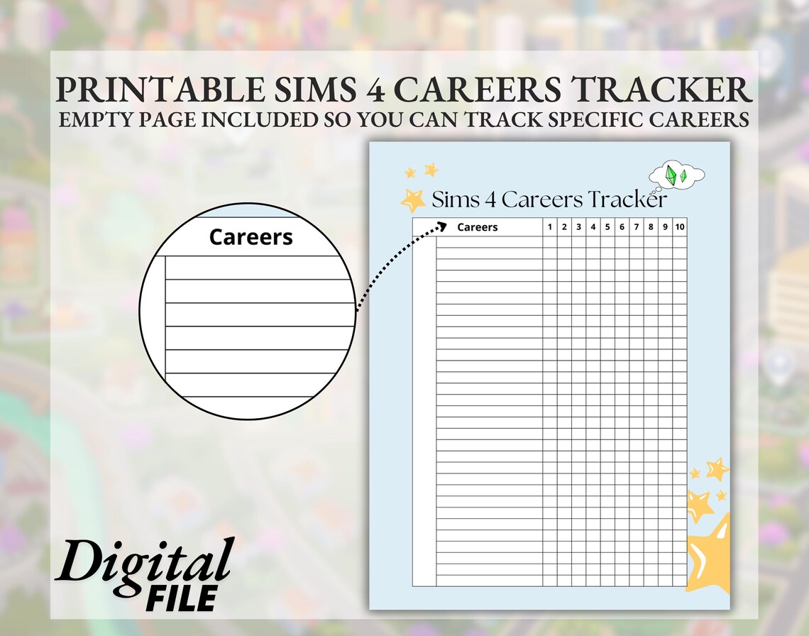 Printable Sims 4 Career Tracker Planner Sheet Bundle Expansion and Base ...