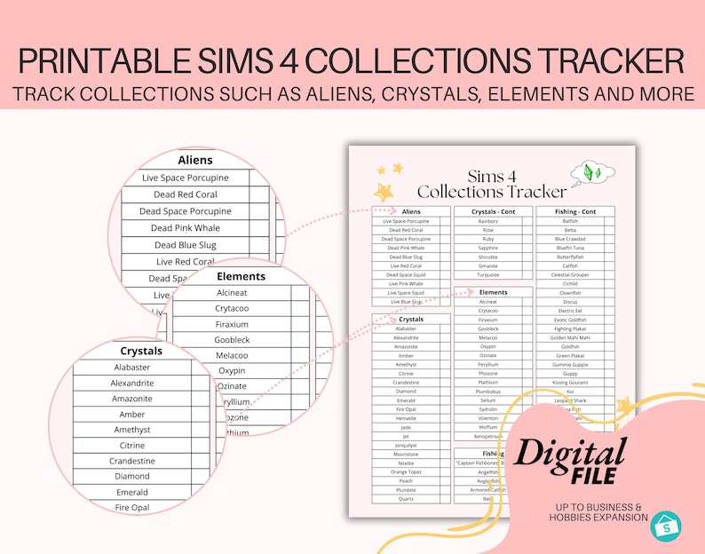 Cute Printable Ultimate Sims 4 Collections Tracker Planner Sheet Bundle ...