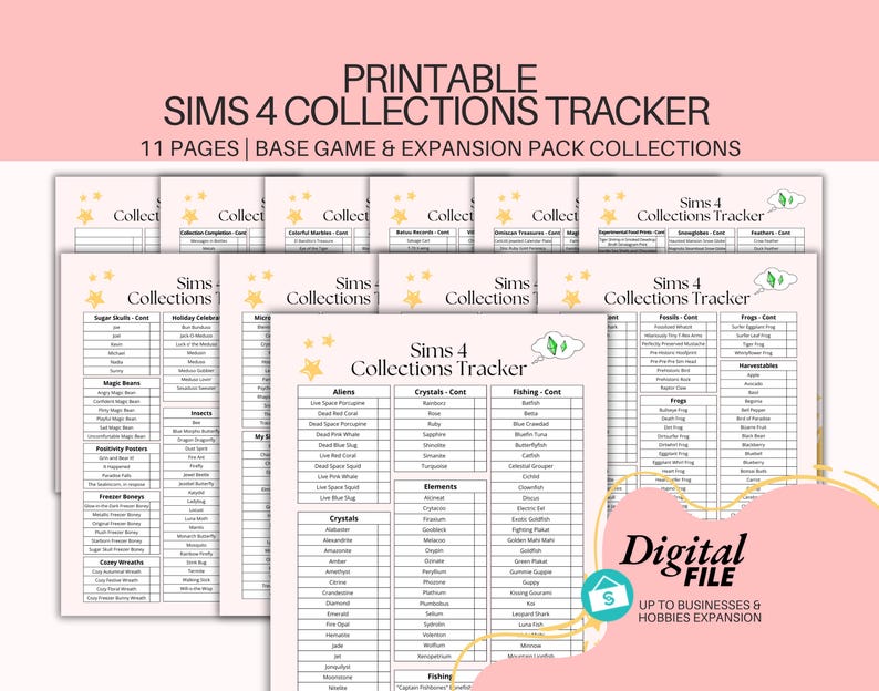 Cute Printable Ultimate Sims 4 Collections Tracker Planner Sheet Bundle ...