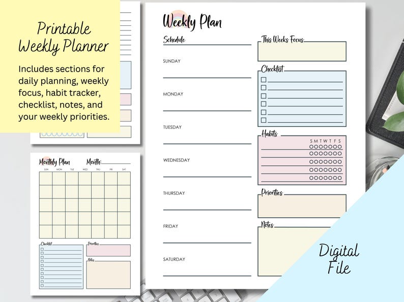 Rainbow Planner Printable Bundle: Daily, Weekly, Monthly (PDF) - Etsy
