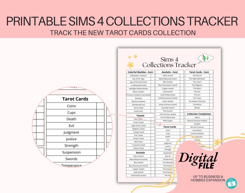 Cute Printable Ultimate Sims 4 Collections Tracker Planner Sheet Bundle ...
