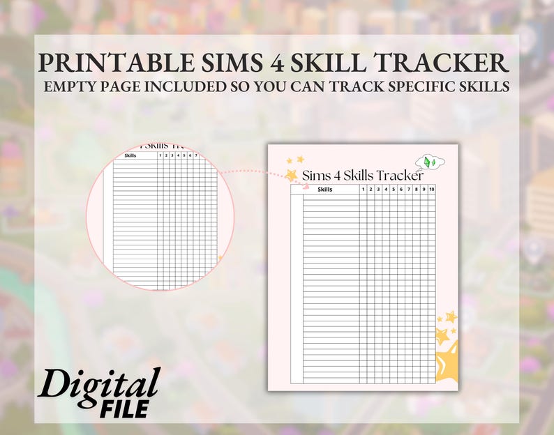 Pink Printable Sims 4 Skill Tracker Planner Sheet Bundle Expansion and ...