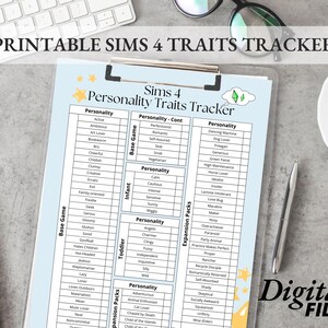 Printable Sims 4 Traits Planner Sheet Bundle Expansion and Base Game ...