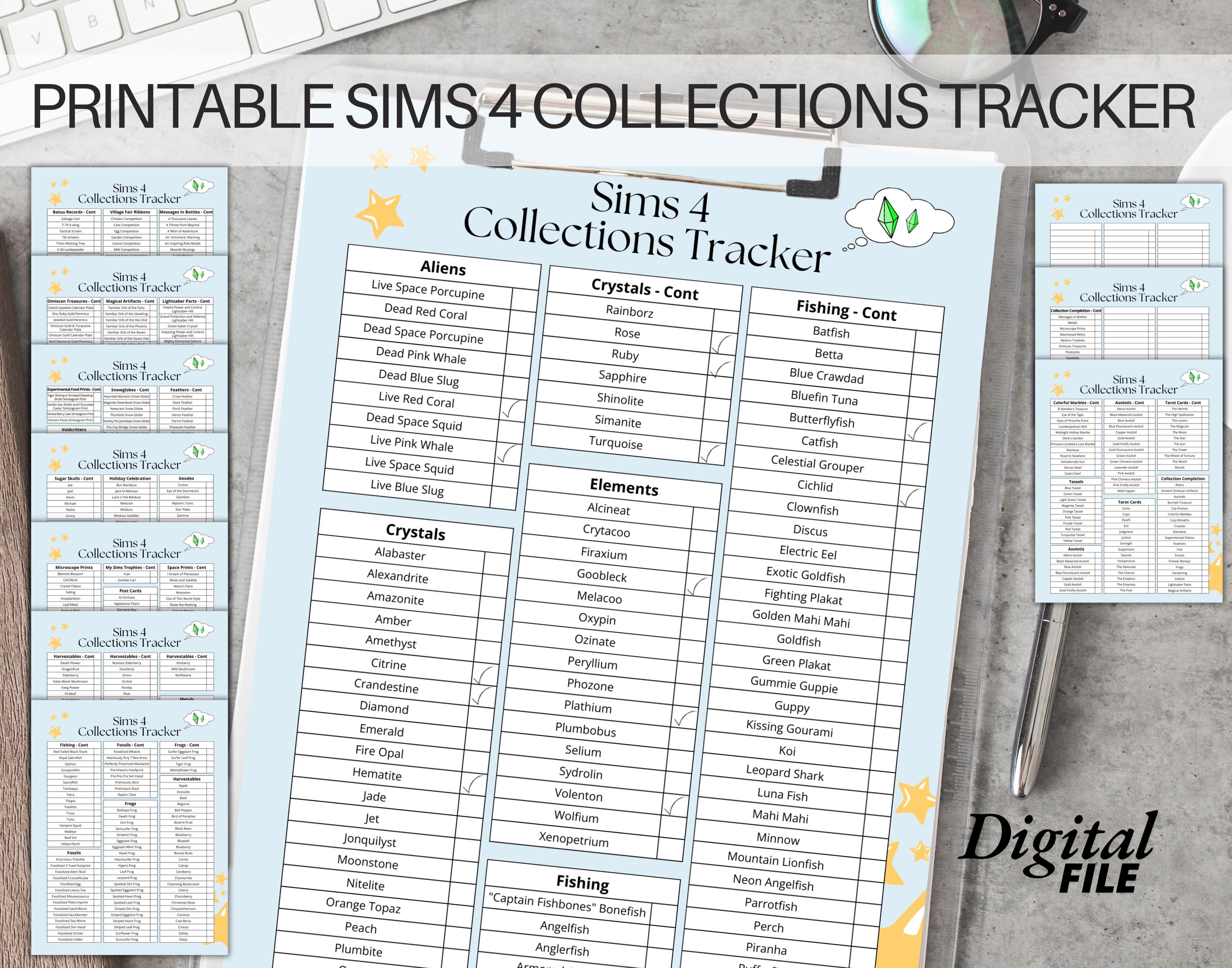 Printable Ultimate Sims 4 Collections Tracker Planner Sheet Bundle ...