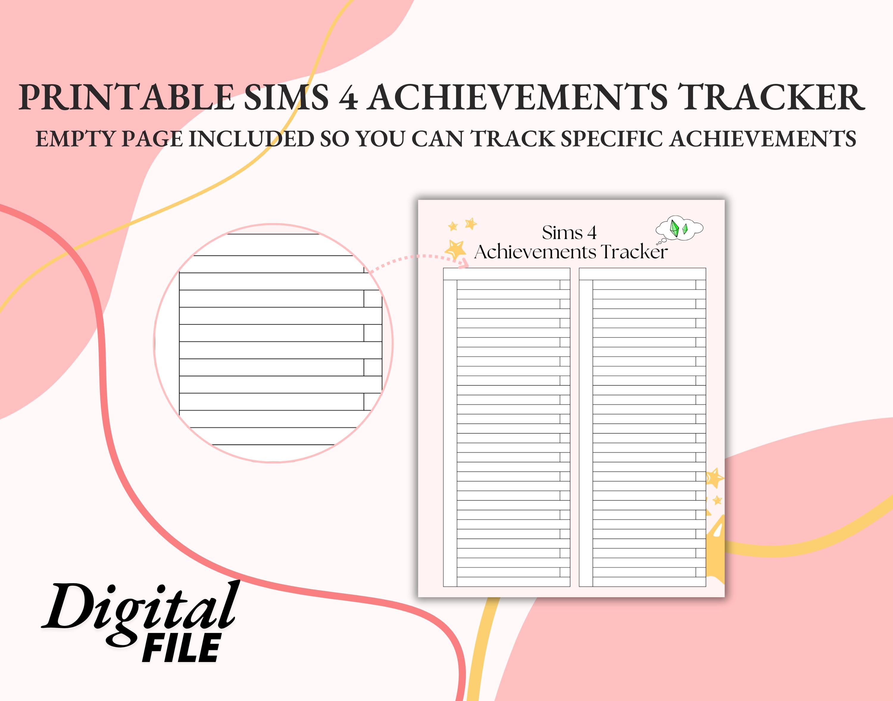 Cute Printable Sims 4 Achievements Planner Sheet Bundle Expansion and ...