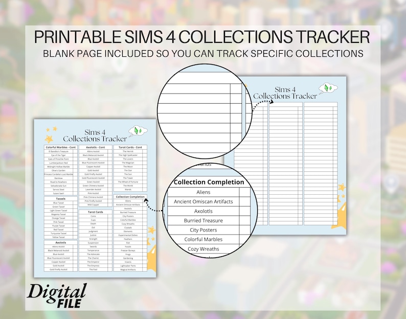 Printable Ultimate Sims 4 Collections Tracker Planner Sheet Bundle ...