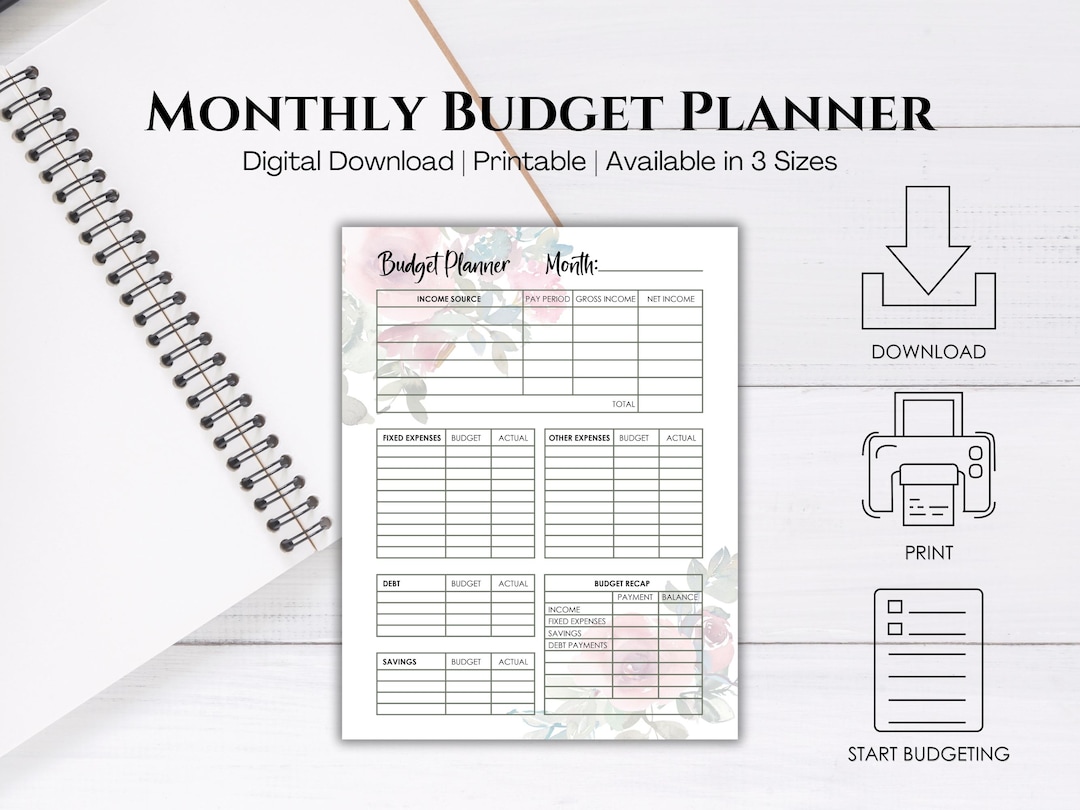 Printable Floral Budget Planner: Financial Tracker (A4, Letter, Half ...