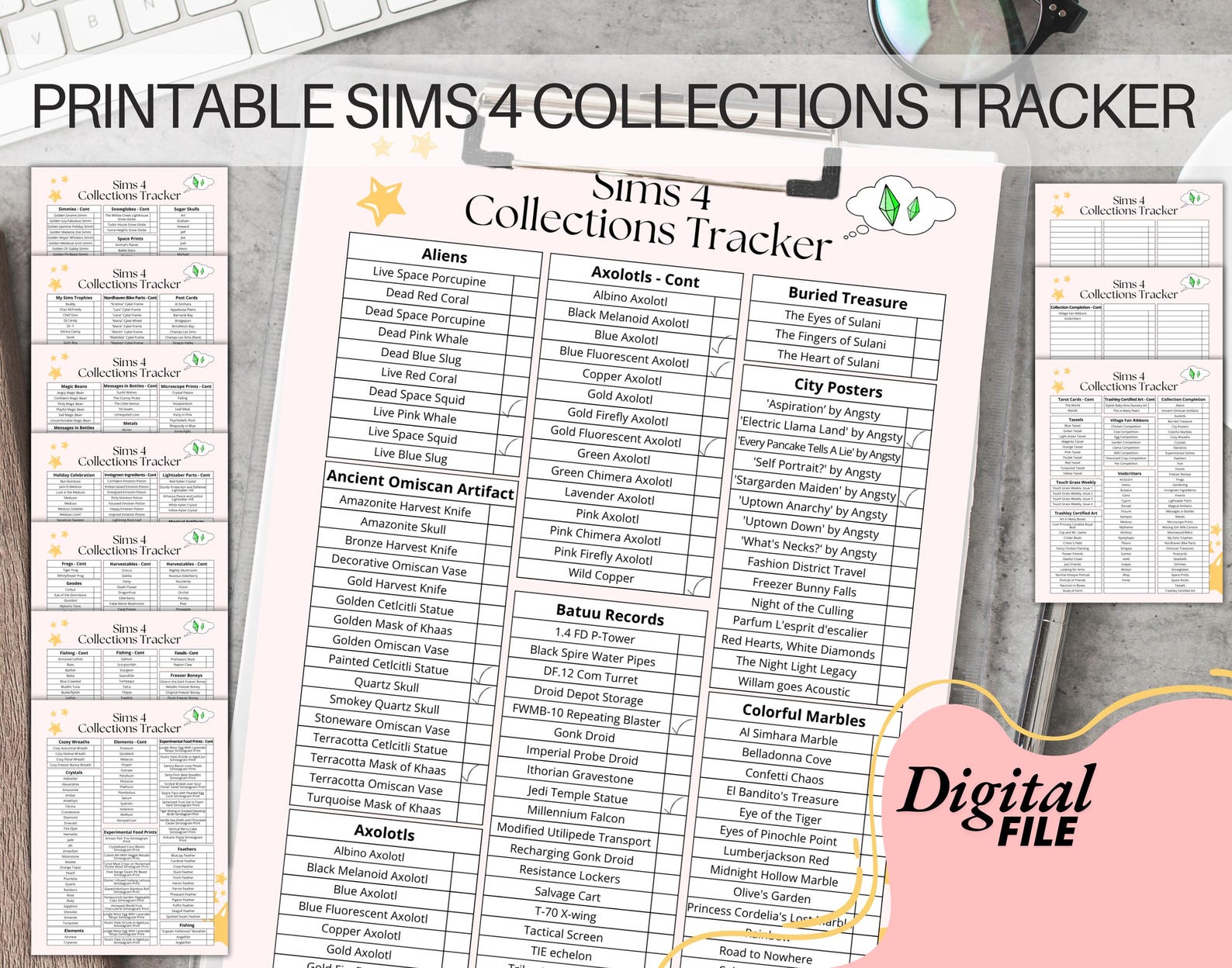 Cute Printable Ultimate Sims 4 Collections Tracker Planner Sheet Bundle ...