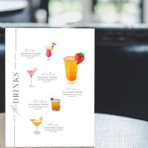 Cocktail Menu, Signature Drink Menu, Cocktail Menu Template, Signature ...