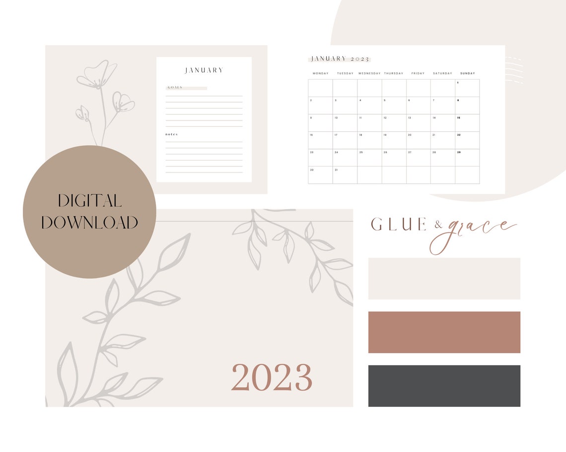 2023 Printable Floral Calendar - Etsy