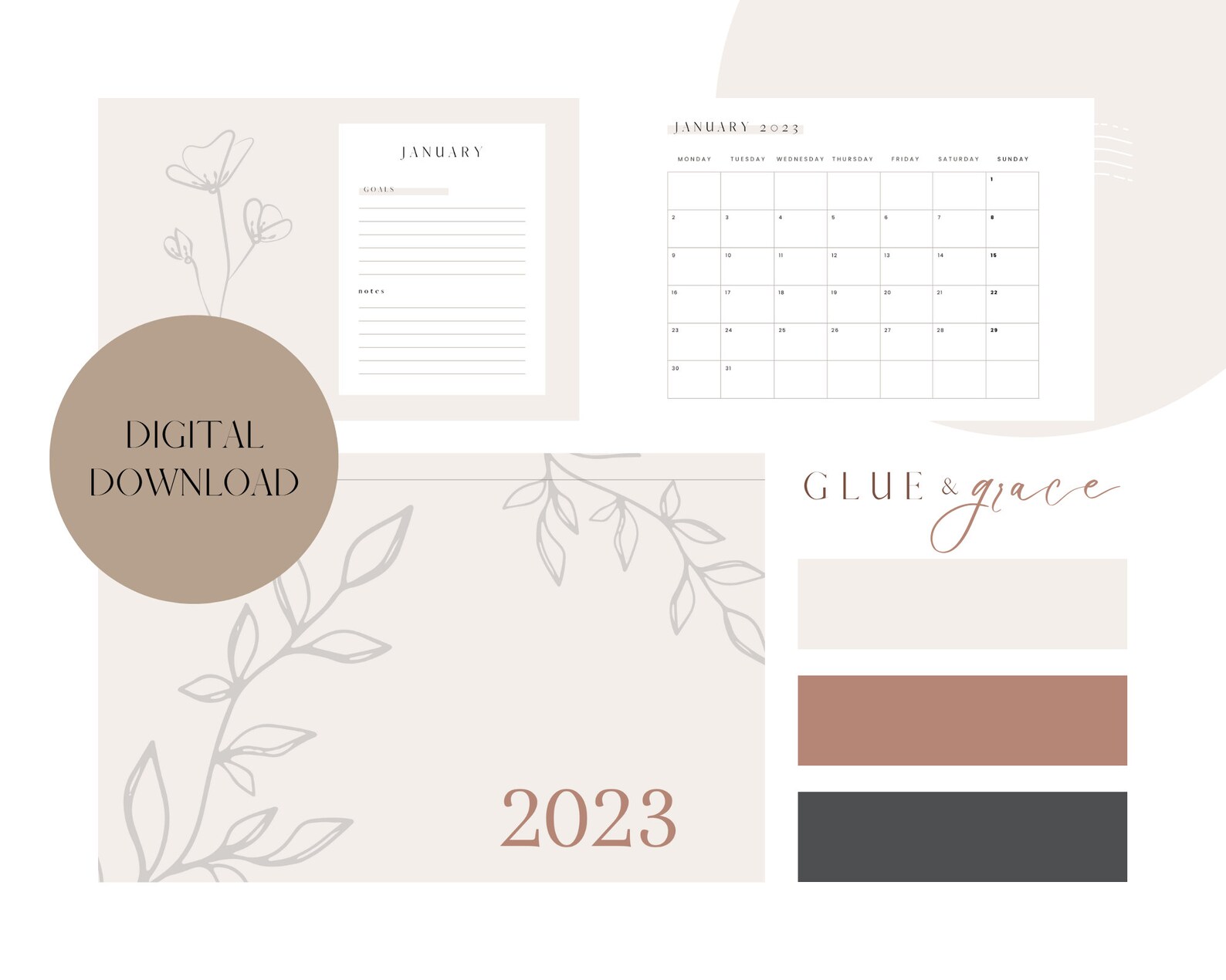 2023 Printable Floral Calendar - Etsy