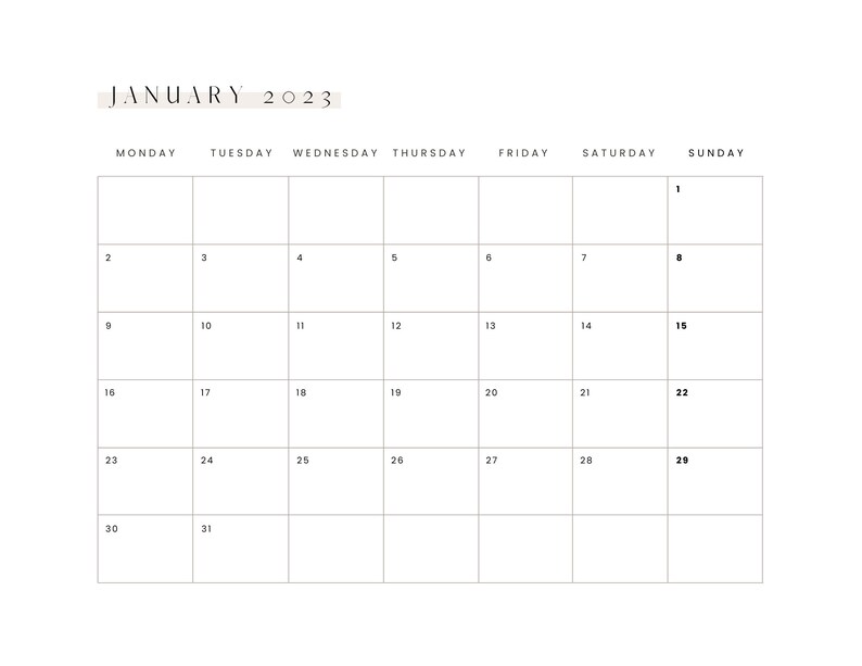 2023 Printable Floral Calendar - Etsy