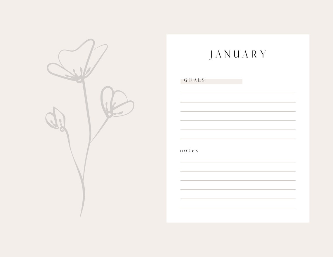 2023 Printable Floral Calendar - Etsy