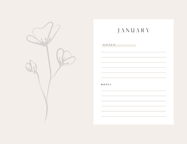 2023 Printable Floral Calendar - Etsy