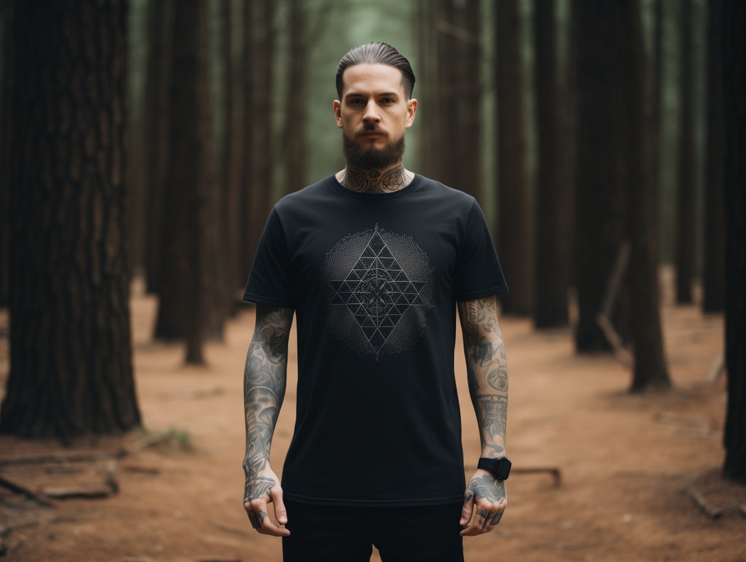 Sacred Geometry Men's T-shirt Metatron's Cube Modern Fit Tee Mystical ...