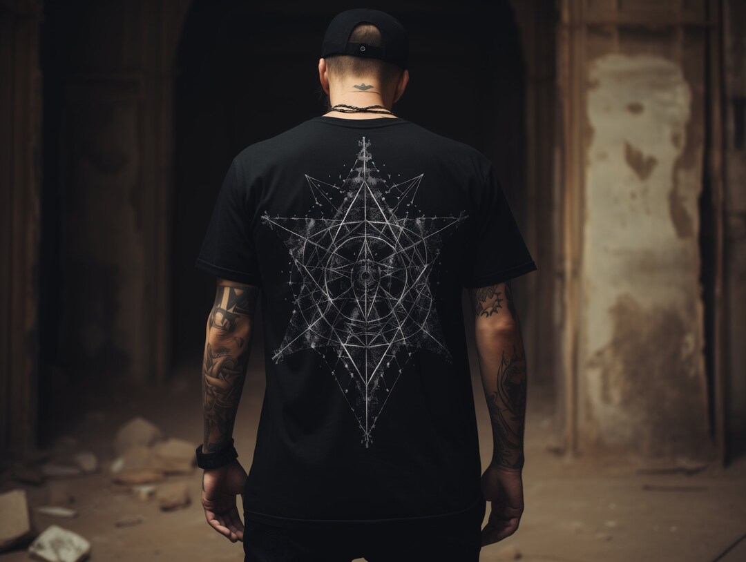 Mystic Symbol Tee Black Sacred Geometry Print for Spiritual Style Yoga ...
