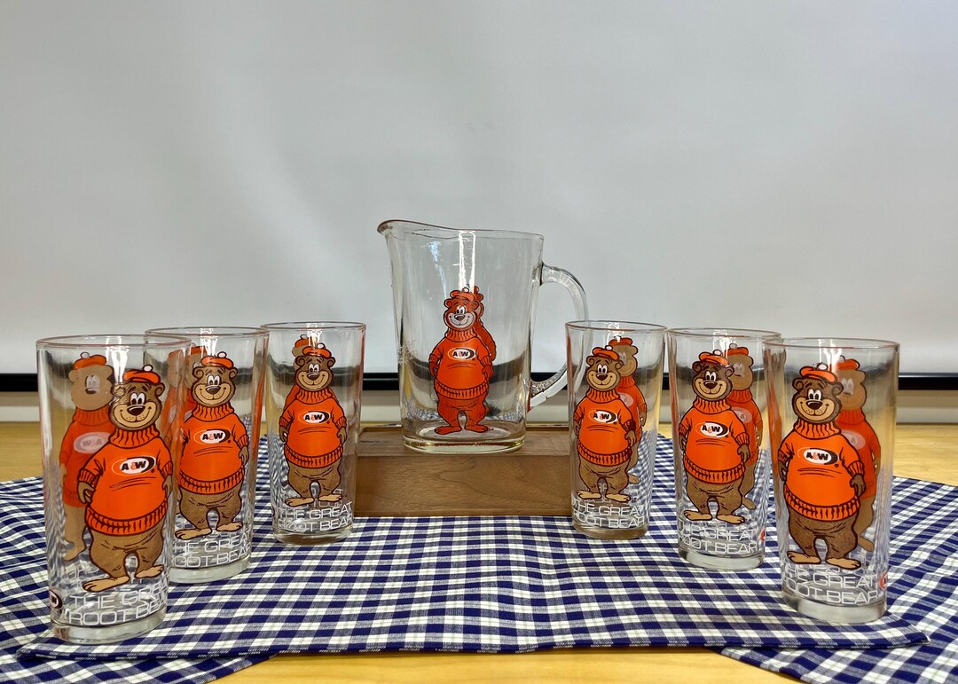 1970's Vintage A & W Root Beer Set, With Serving Pitcher, and Six ...