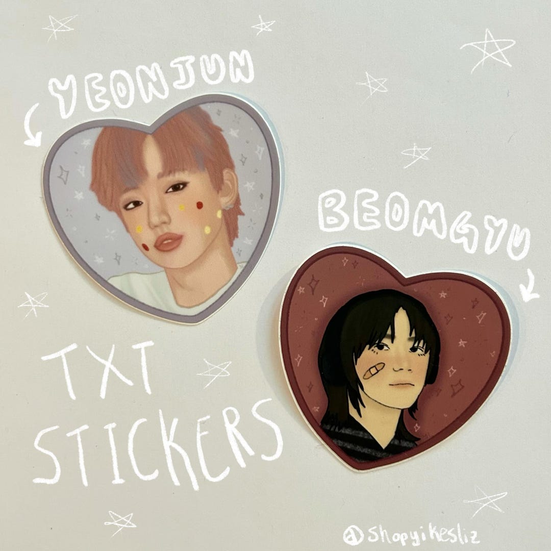TXT Yeonjun and Beomgyu Heart Stickers || Fanmade K-pop Accessories - Etsy