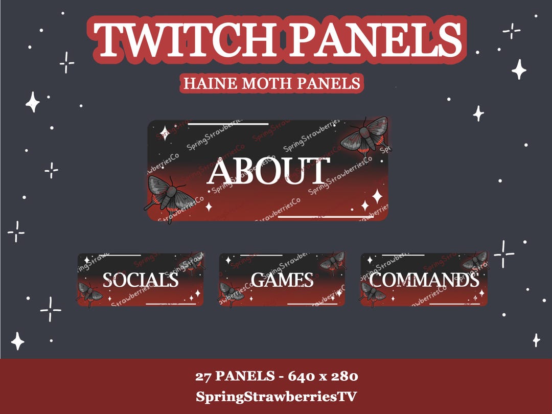27x Twitch Streamer Panels Emo Goth Dark Haine Moth Aesthetic Twitch ...