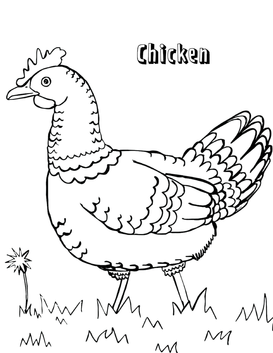 Chicken Coloring Page - Etsy