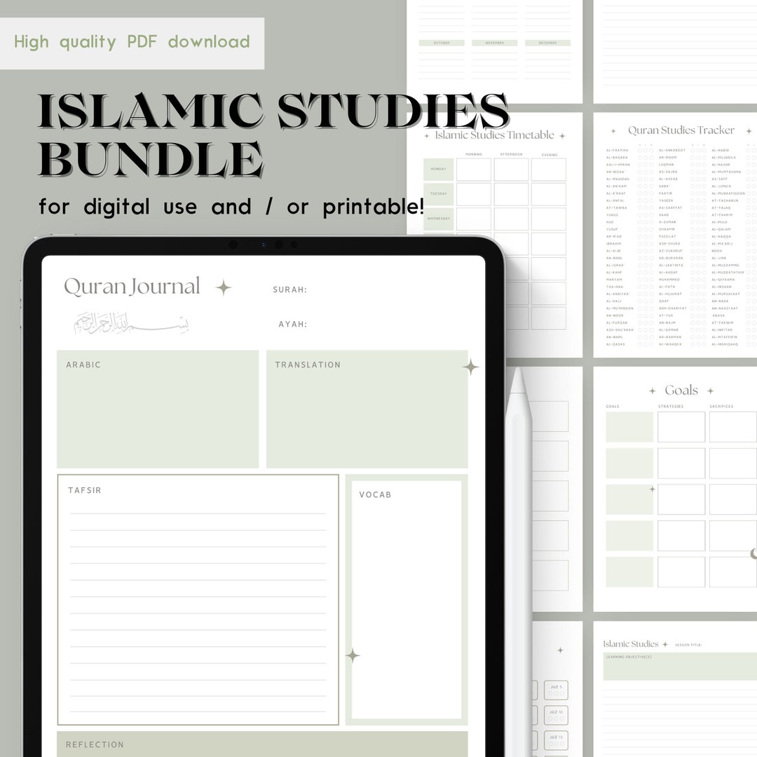 Islamic Study Planner / Template Bundle - Digital Download + Printable ...