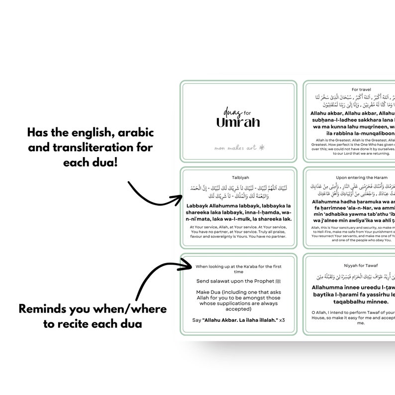 DIGITAL DOWNLOAD Umrah Dua Reminder Cards. Instant Download and Print as Many Times as You Like ...