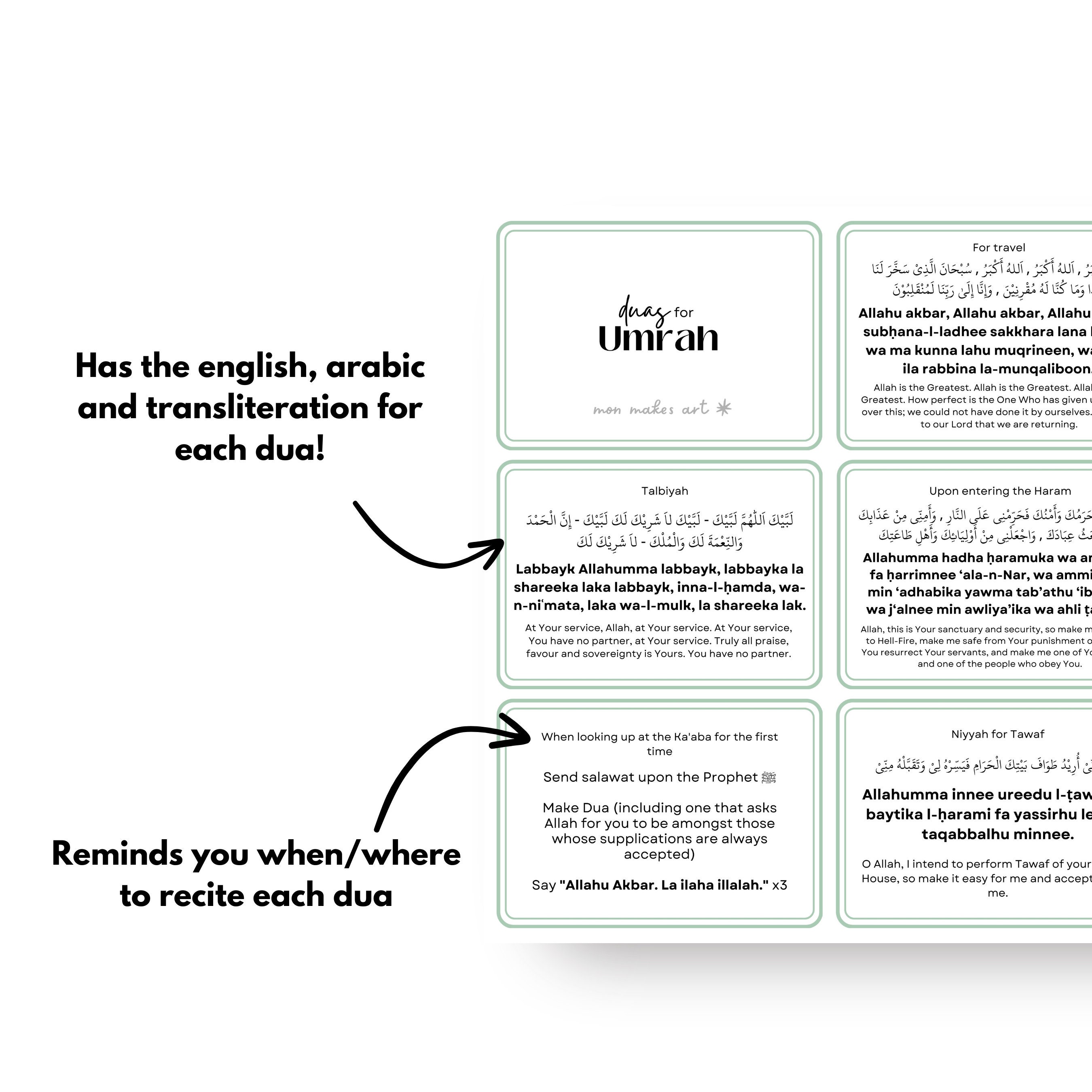 DIGITAL DOWNLOAD Umrah Dua Reminder Cards. Instant Download and Print as Many Times as You Like ...
