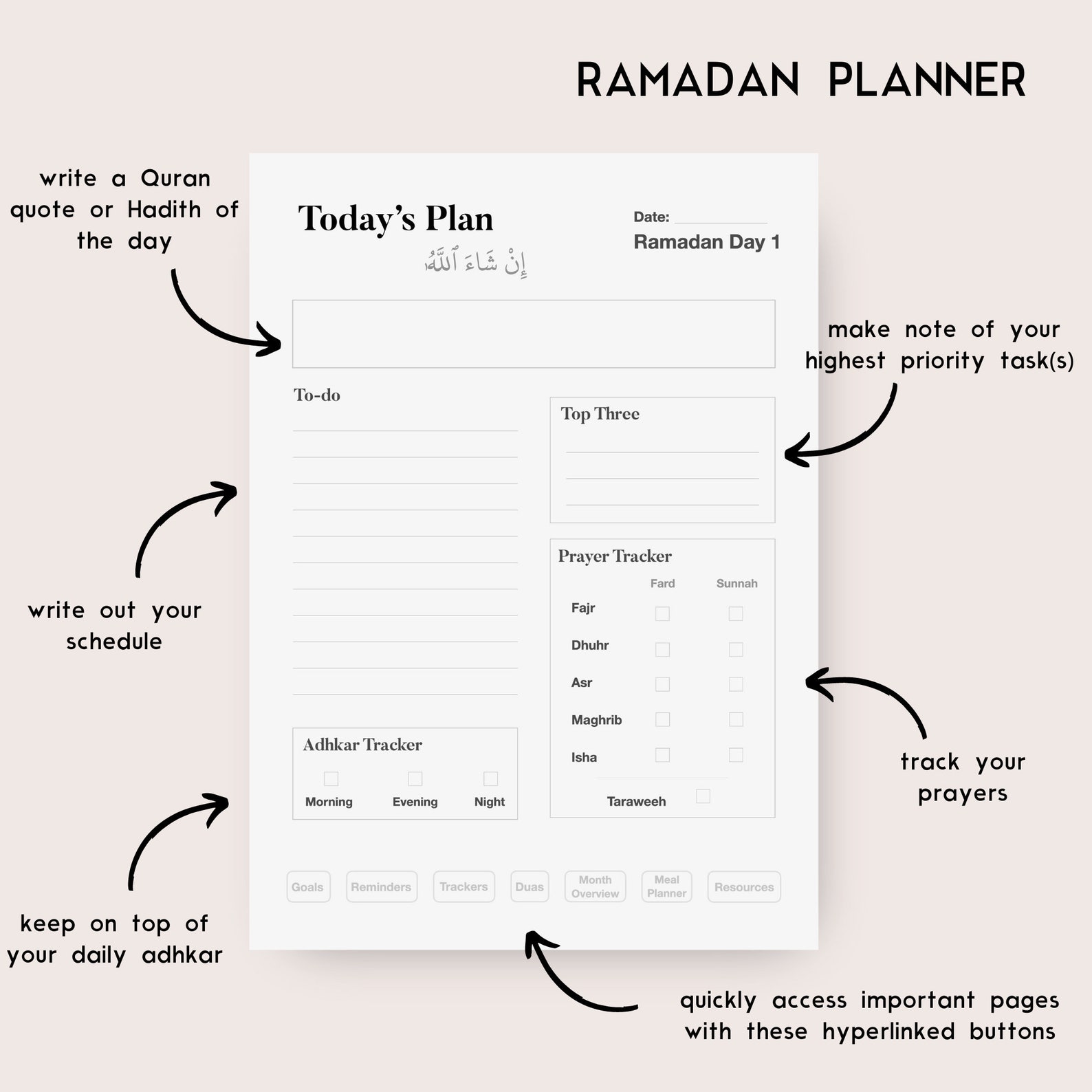 Digital Ramadan Planner (plain) + BONUS Quran Journalling Template ...