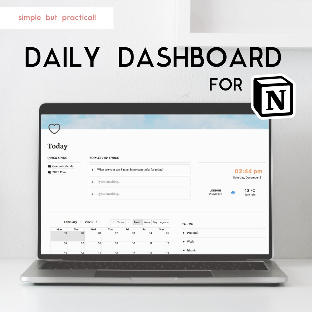 Simple Daily Dashboard for Notion - Minimal yet Comprehensive Notion ...