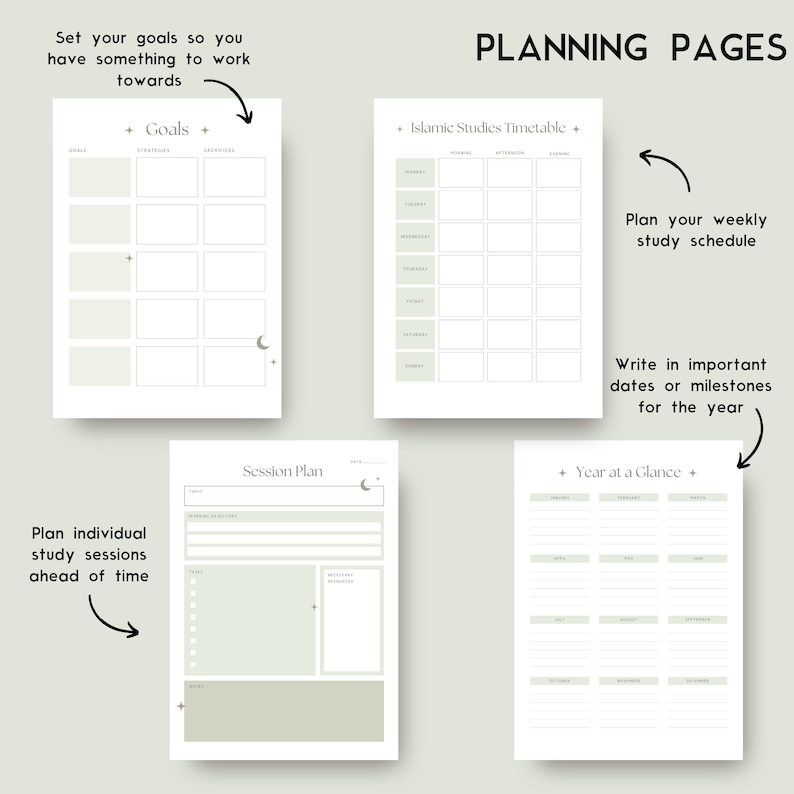 Islamic Study Planner / Template Bundle - Digital Download + Printable ...