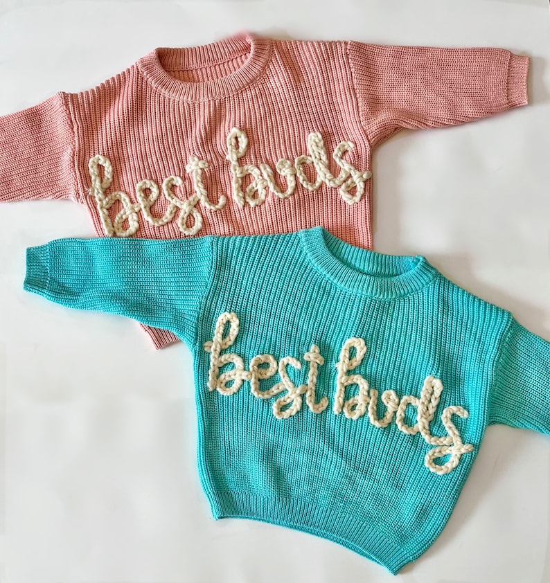 Hand Embroidered Big/little Sister/brother and Best Buds Sweater - Etsy
