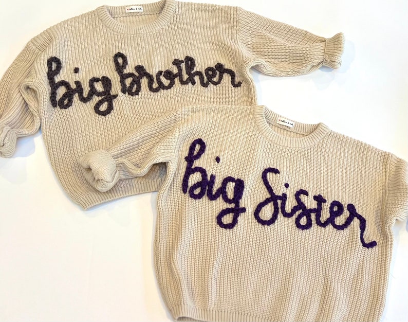 Hand Embroidered Big/little Sister/brother and Best Buds Sweater - Etsy