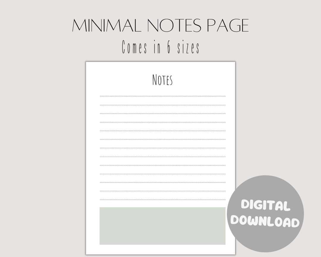 Lined Notes Page Printable | Planner Paper Insert | Notepad | 6 Sizes ...