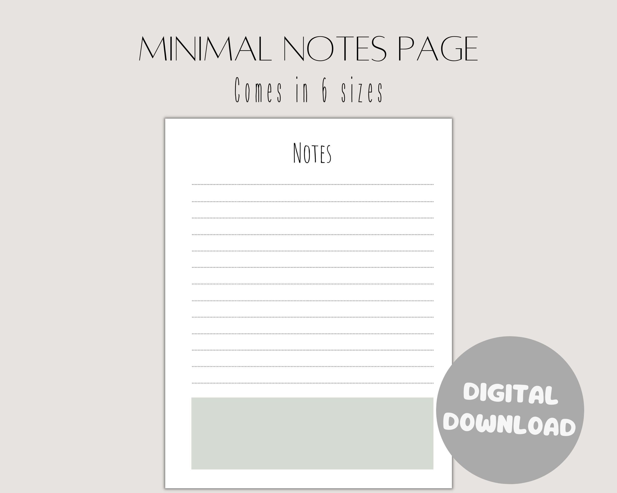 Lined Notes Page Printable | Planner Paper Insert | Notepad | 6 Sizes ...